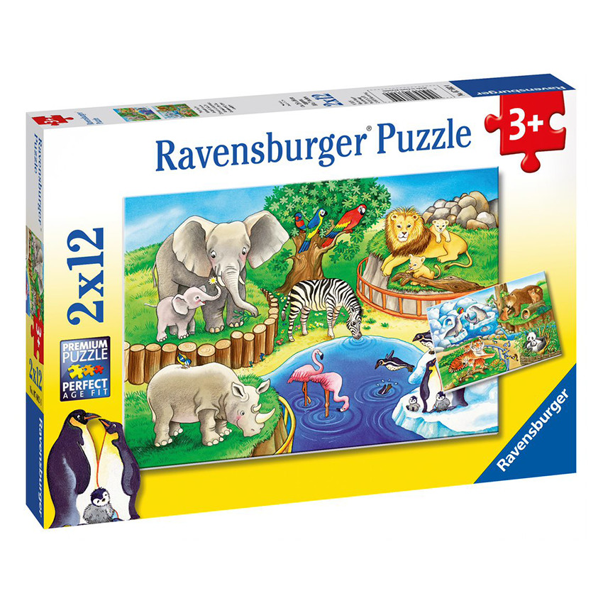 Puzzles 2 x 12 Pièces les Animaux du Zoo | Ravensburger