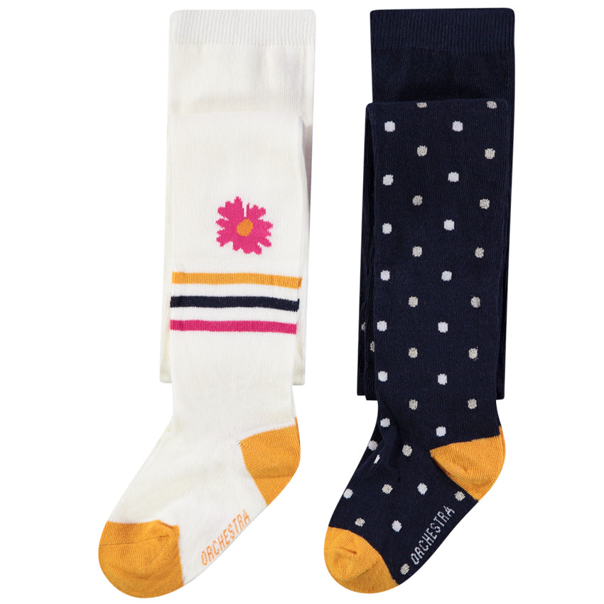 Lot de 2 paires de collants épais imprimé fantaisie pour fille | Orchestra