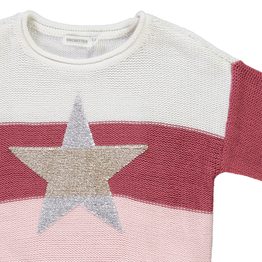 Pull en tricot effet color block avec étoile en sequins pour fille | Orchestra