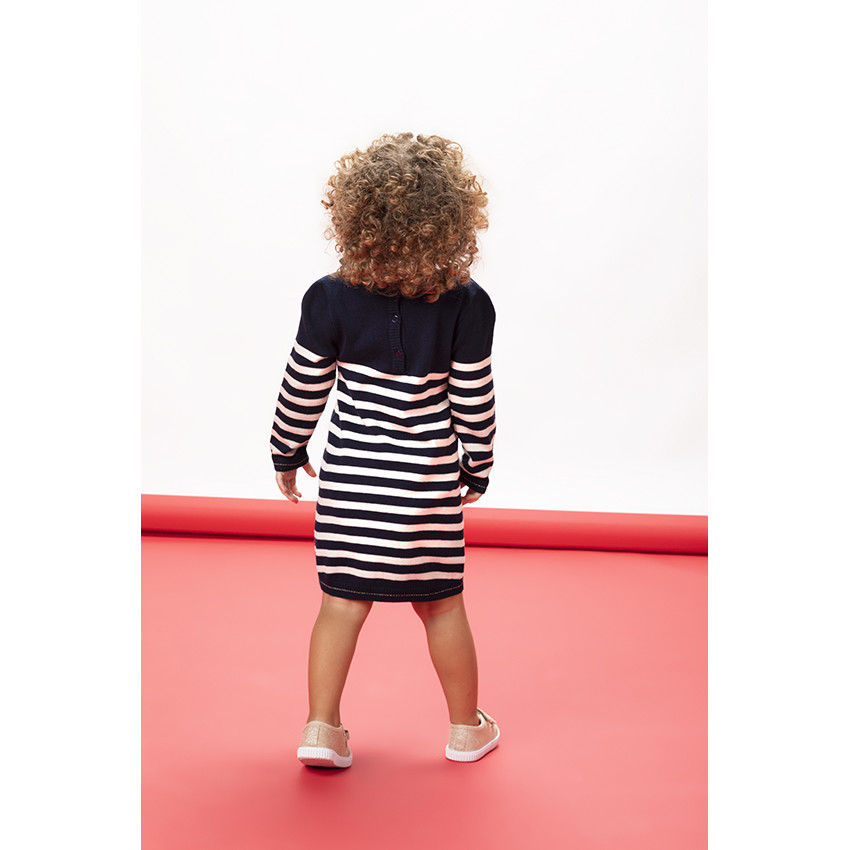 Robe en tricot à rayures avec print pomme pour bébé fille | Orchestra