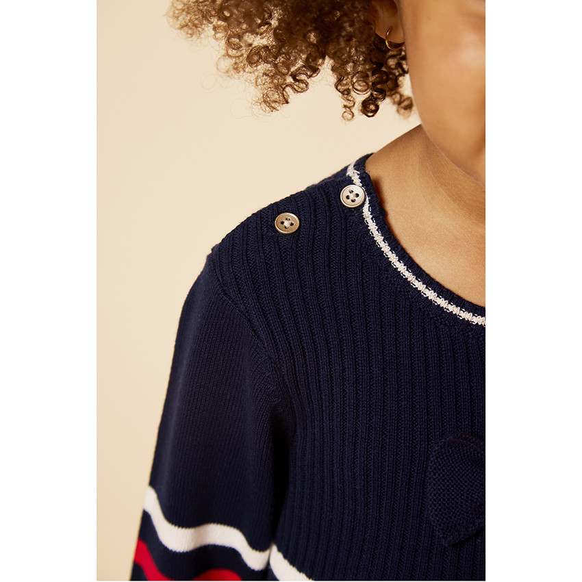 Robe manches longues rayée et boutons fantaisie pour bébé fille | Orchestra