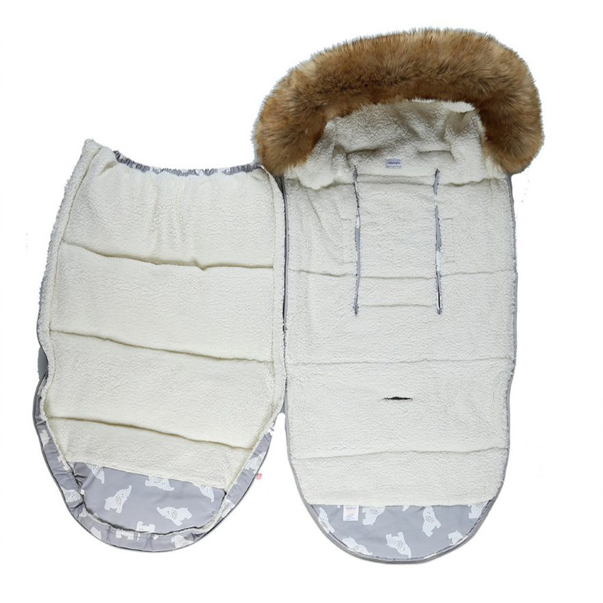 Chancelière en toile étanche avec fausse fourrure Mix & Match - Gris Clair